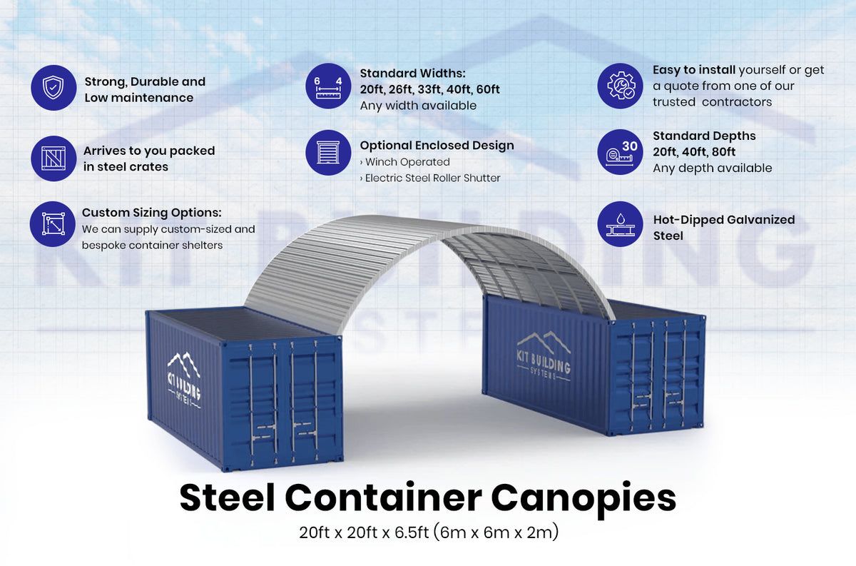 Container Shelter - 20ft x 20ft x 6.5ft (6m x 6m x 2m)